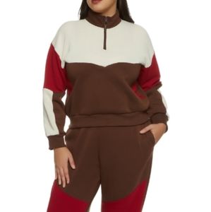 Other | Trendy Plus Size Womens 2 Piece Brown Color Block Jogger Set ...
